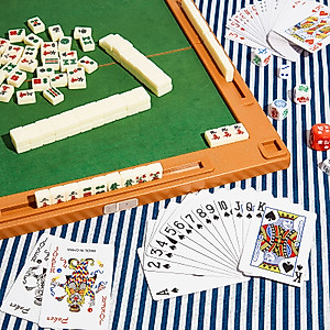 20mm Mini Travel Mahjong Set with Majiang Table Travel Board Game Chinese Traditional Mahjong Games, Portable Size and Light-Weight