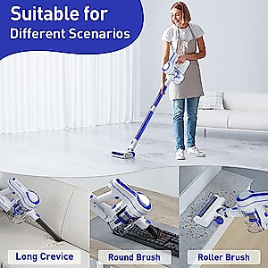 EICOBOT Cordless Vacuum Cleaner, 23Kpa Powerful Suction Lightweight Stick Vacuum Cleaner with Detachable Battery Up to 35 Mins Runtime,6 in 1 Handheld Vacuum for Hard Floor Carpet Pet Hair Sea Blue