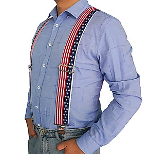 MELOTOUGH Men's Suspenders Fully Elastic 2 inch Wide X back Heavy Duty Tradesperson's Pant Suspender (New USA)