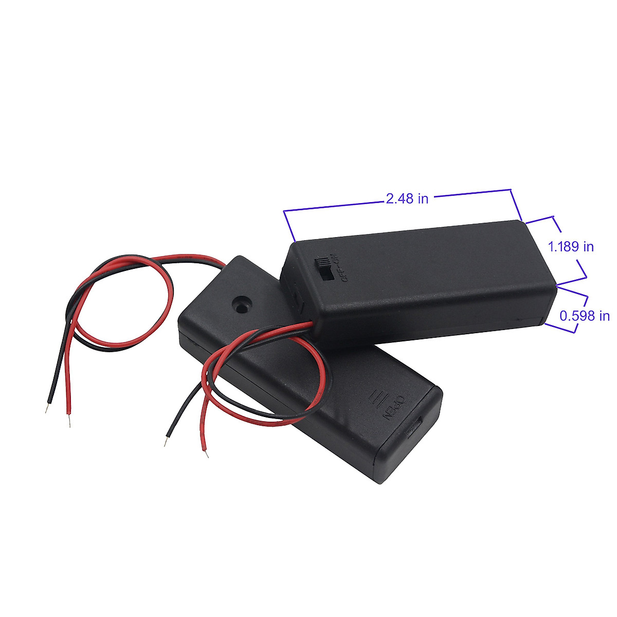 LAMPVPATH 5Pcs 2 AAA Battery Holder with Switch, 2X 1.5V AAA Battery Holder Case with Wire Leads and ON/Off Switch(5 Pack)