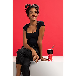 Corkcicle Disney Minnie Travel Tumbler, Insulated Water Bottle with Lid, Spill Proof for Wine, Coffee, Tea, and Hot Cocoa,Polka Dot Red, 16 oz