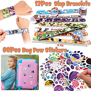 Winrayk 132Pcs Puppy Dog Party Favors Birthday Supplies Straws Dog Figures Necklace Paw Print Stamp Bubble Wand Bracelet Dog Paw Stickers Kids Boys Girls Puppy Party Favors Dog Birthday Party Supplies