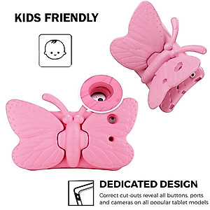 iPad Mini Case for Kids, Light Weight Cute Butterfly Design Shockproof Drop-Proof Soft EVA Foam Protective Tablet Case Cover for Apple iPad Mini 1/2/3/4 - Pink