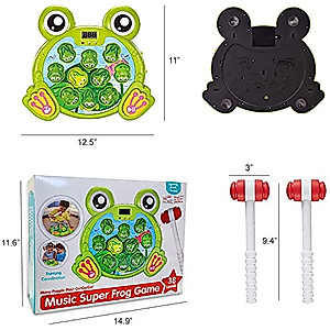Boxgear Whack a Frog Game Pounding Toy for Kids with 2 Small Toy Hammers - Educational Toy for Toddler Game - Preschool Learning Toy for 3-Year-Old Boys/Girls and Up