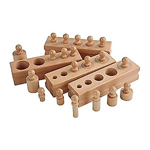 Adena Montessori Mini-Cylinder Block (Set of 4) Materials Sensorial Educational Tools Preschool Early Montessori Toys for Toddlers