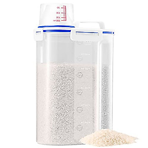 HNNJCK 3 Liter Rice Storage Container Rice Dispenser, 5lbs Cereal/Flour/Sugar/Dry Food/Oatmeal Containers with Lids for Pantry & Kitchen, Plastic Air Tight Pet/Dog/Cat Food Storage Container