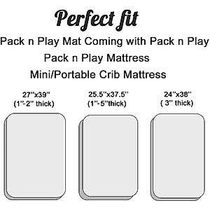 Pro Goleem Satin Pack n Play Playard Sheet Fitted 2 Pack Great for Baby Hair Silk Feeling 27x39 Inch Portable Mini Crib Sheet Playard Mattress Cover Unisex White and Gray