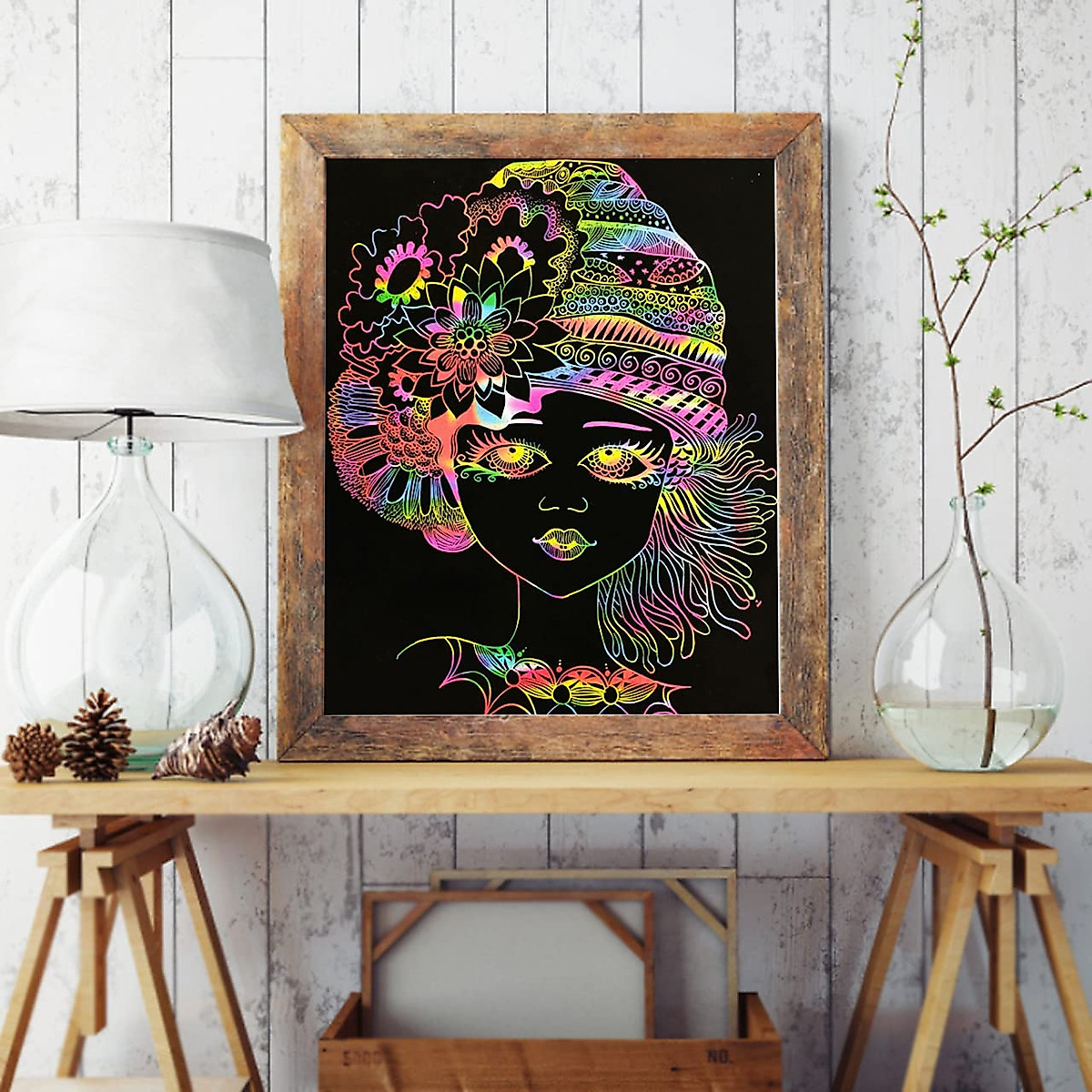 ZMLM Scratch Paper Art-Craft Kit: 11''x 8'' Big Sheets Magic Rainbow Drawing Board Kid Art Paper Pad Supply Toddler DIY Project Activity Toy Game for Teens Girls Boys Holiday Birthday Gift