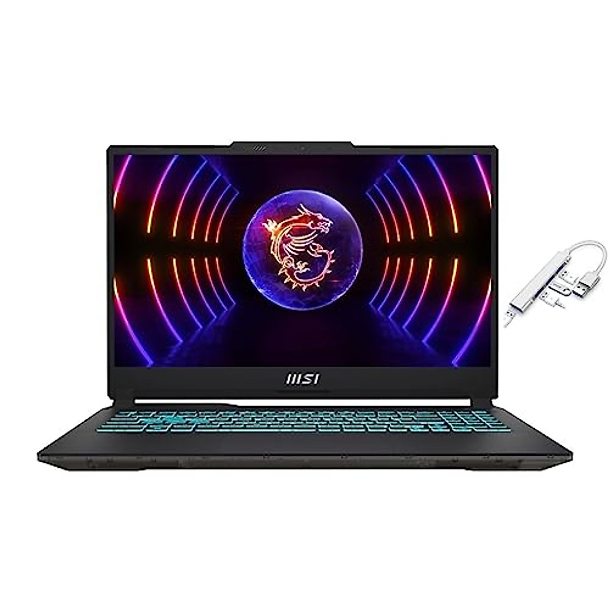 MSI Cyborg 15.6" 144hz Gaming Laptop | Intel i7-12650H Processor | 16GB RAM DDR5| 512GB SSD | NVIDIA GeForce RTX 4060 | Backlit Keyboard | Windows 11 Home | Black | Bundle with USB 3.0 Hub