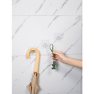 COLINCH Heavy Duty Waterproof Adhesive Wall Hooks, Double Hook Design for Razor Holder, Sticky Bathroom Hooks. 4 Pcs - Clear