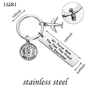 LQRI Military Mom Gift The Few The Proud The Emotional Keychain for Army Mom Navy Mom Air Force Mom Soldier Military Jewelry Deployment Gift for Mom (air force mom)