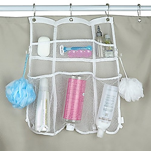 Evelots Mesh Shower Caddy-6 Pockets-Hook for Brush-Holes for Bottle-Dry Fast