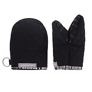 Oven Mitts, 2pcs Kitchen Mitts for Oven, Oven Mitts Heat Resistant with Silicone Non-Slip Grip and Hanging Loop, Oven Gloves to Protect Hands for Cooking, Baking and Grilling(Black)