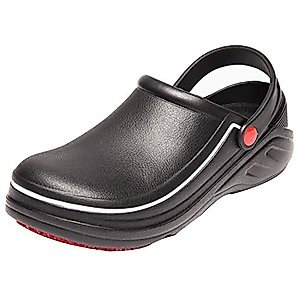 Men and Women's Non-Slip Nursing Chef Shoes Oil Water Resistant Safety Working Shoes for Kitchen Garden Bathroom (7 Men / 8 Women / 9.65″, 39 Black)