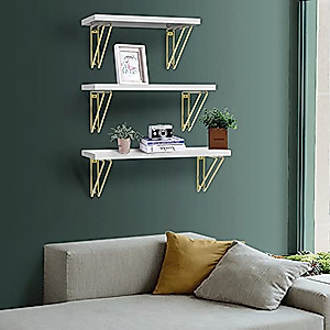 White Floating Shelves，Wall Mounted Decor Set of 3，Hanging Wall Shelves for Living Room, Bedroom, Kitchen,Office