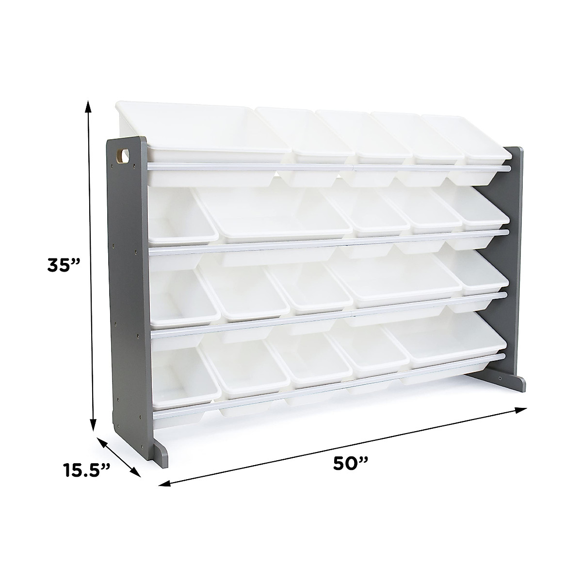 Humble Crew Kids Wood Table, 2 Chairs and Extra-Large Toy Organizer Set (Grey)