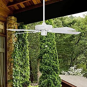 Honeywell Ceiling Fans Belmar, 52 Inch Traditional Indoor Outdoor LED Ceiling Fan with No Light, Pull Chain, Three Mounting Options, ETL Wet Rated, Reversible Motor - 50198-01 (White)