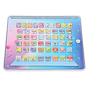 Mothinessto Kids Learning Tablet, Full English Teaching Learning Machine Anti Blue Light Touch Voice Tablet Appearance for Kindergarten