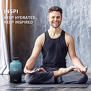 Water Bottle Insulated, INSPI Gallon Water Bottle with Straw&3 Lids, Large Wide Mouth Triple Wall Vacuum Stainless Steel Metal Hydro Jug, Keep Cold for 48Hrs and Hot for 24Hrs, (Indigo/Black, 128oz)