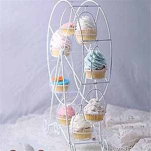Ferris Wheel Cupcake Stand Dessert Serving Tray, Ferris Wheel Cupcake Stand for Carnival and Circus Theme Party Wedding Party Furnishing Accessories (White)