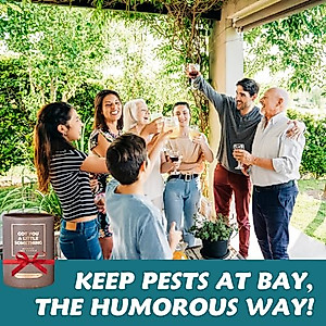 Citronella Candle for Indoor or Outdoor Use | Keeps Away Mosquito, Bugs, Pests, Flies | Funny Patio Garden Home Decor Gift Idea | Scent: Citronella, Peppermint, Cedarwood, Lemongrass ; Soy Wax, 9oz