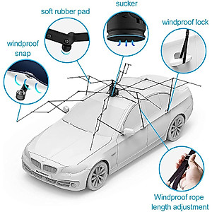 Universal Car Tent Movable Carport, Outdoor Automatic Auto Cover Waterproof Car Sun Shade Umbrella Tent Anti-UV Protection Windproof Oxford Cloth,Navyblue-4.5x2.3m