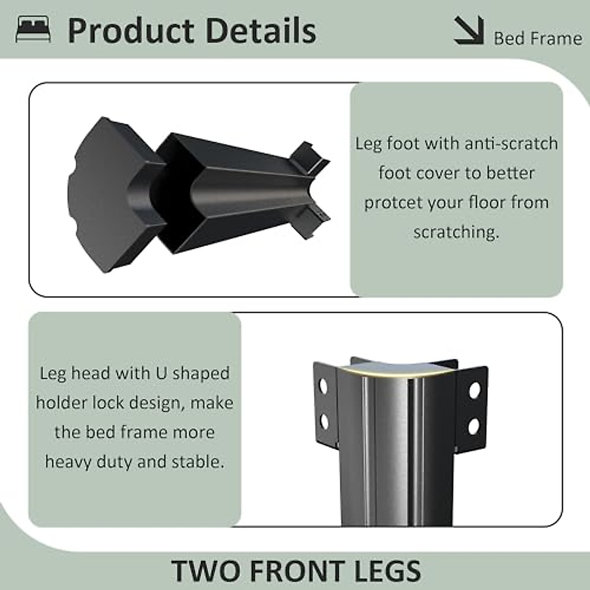 Lutown-Teen 14 Inch Full Size Bed Frame with Rounded Corner Legs, Sturdy Mattress Foundation, Heavy Duty Metal Full Platform No Box Spring Needed, Noise Free, Easy Assembly, Black