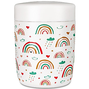 Charcy 9oz Stainless Steel Vacuum Insulated Kids Food Jar - Soup Thermo for Hot & Cold Food - White Rainbow