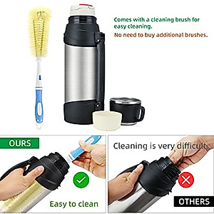 Debo Thermos with Handle Hidden Strap Portable 68 Ounce Coffee Thermos Double Wall Vacuum Insulation BPA-FreeThermos for Hot Drinks Keep Hot&Cold For Up to 24 Hours Thermoses for Hot Coffee, Silver