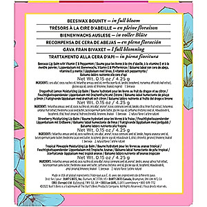 Burt's Bees Lip Balm Easter Basket Stuffers, Lip Care Gifts for All Day Hydration, In Full Bloom Set - Beeswax, Dragonfruit Lemon, Tropical Pineapple & Strawberry, 4 Pack (Packaging May Vary)