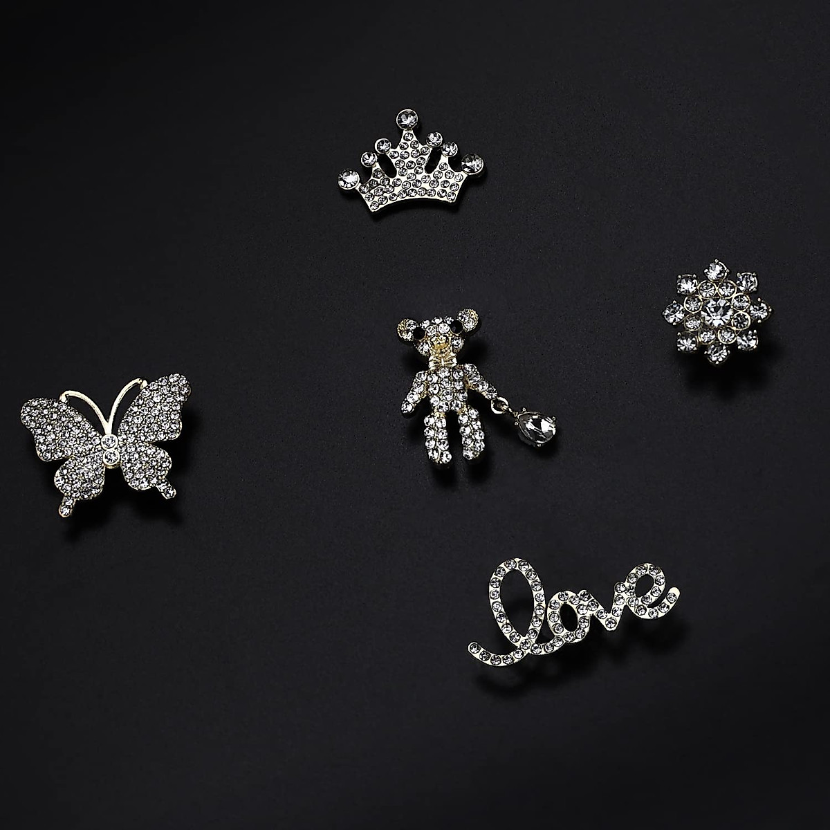 Bling Chain Charms for Clog Shoes Decoration, Luxury Rhinestone Cute Diamond Bear Love Flower Butterfly Crown Designer Jewelry Shoe Accessories for Women Girls Adults Gifts (Pink)