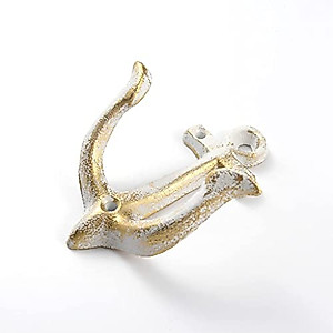 HZFLY Vintage Nautical Anchor Hook, Rustic and Chic Wall Mounted Coat Rack, Kitchen Hook, Bathroom Towel Rack (White)