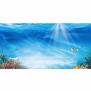 AWERT Undersea Theme Aquarium Background Colorful Coral Tropical Fish Sunshine Underwater World Fish Tank Background 36x18 inches Durable Polyester Background