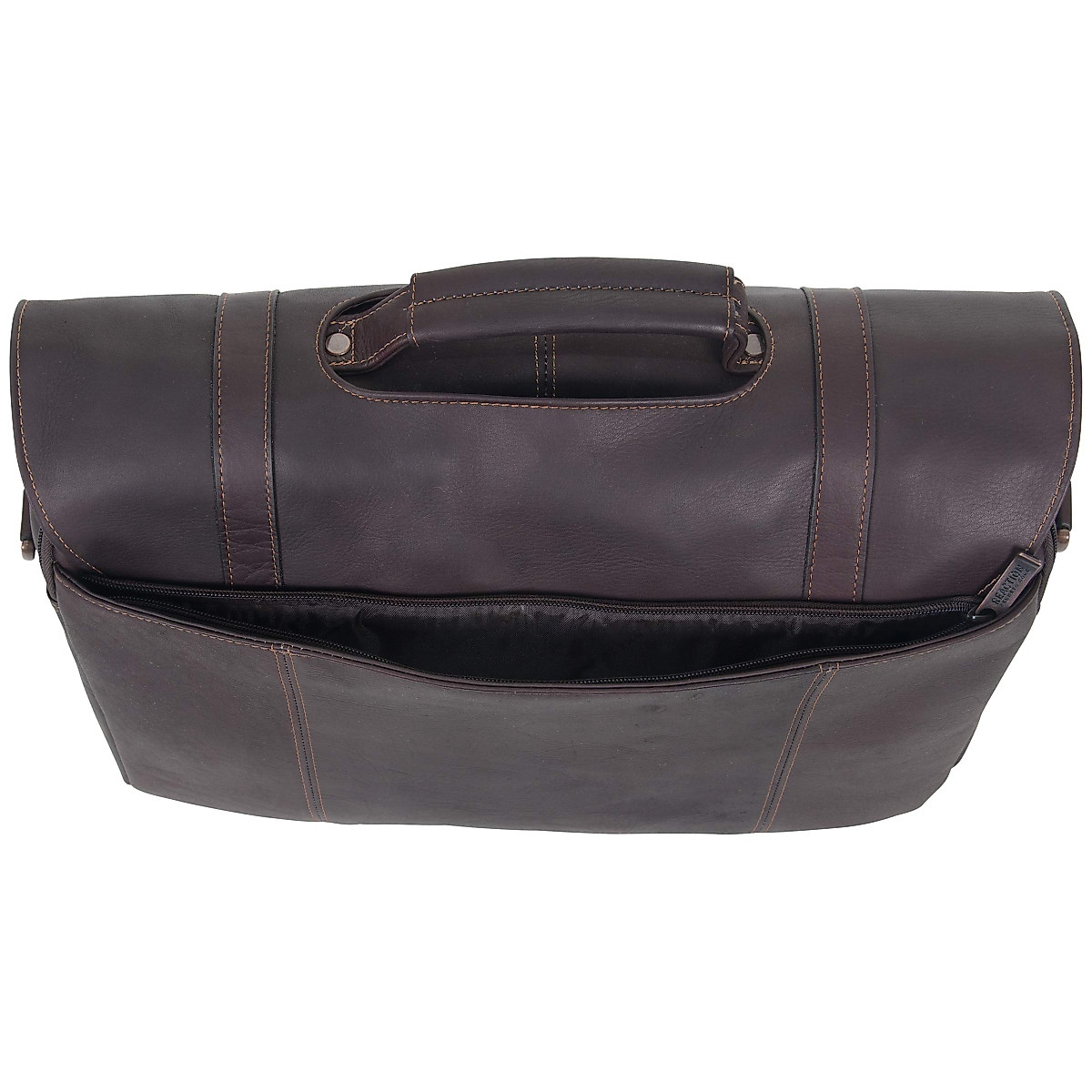 KENNETH COLE REACTION Show Business Messenger Briefcase Colombian Leather 16” Laptop Computer Portfolio Satchel Work Bag, Dark Brown, One Size