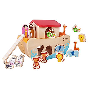 Classic World Noah's Ark Shape Sorter Premium Wooden Toy for Kids Wooden Noahs Ark Toy