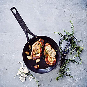 BK Pre-Seasoned Black Steel Carbon Steel Induction Compatible 8" Frying Pan Skillet, Oven and Broiler Safe to 660F, Durable and Professional, Black