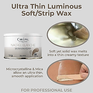 Cirepil - Nacrée Blanche - 400g / 14.11 oz Wax Tin - Unscented - Onctuous Texture - Perfect for Large Areas - Very Efficient, Ultra-Thin Application, All Hair Types - Strips Needed