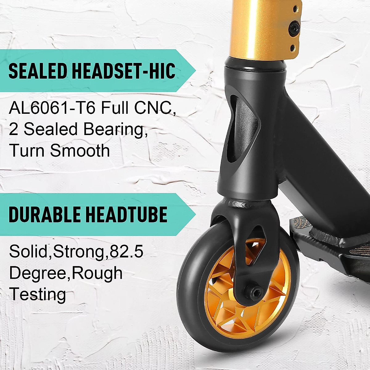 VOKUL K1 Pro Trick Scooter | Stunt Scooter, for Kids 8 Years and Up,Teens,Adults - Best Entry Level Freestyle Stunt Scooter for,Boys,Girls - Freestyle Skate Park Street Scooter (Spider-Gold)