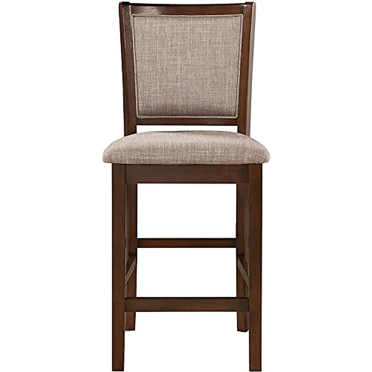 New Classic Furniture Amy Kitchen Counter Island Dining Table for 4 with Storage Shelf & USB Chargers, Traditional Brown Cherry