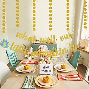 Gold Glitter What Will Our Little Pumpkin Be Banner Little Pumpkin Baby Shower Banner, Little Pumpkin Gender Reveal Banner for Fall Little Pumpkin Baby Shower Decorations