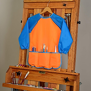 Smocks For Kids - 2 Pack Kids Smock, Toddler Smock, Water Resistant Washable Eco Friendly Long Sleeve Painting Aprons with Pockets for Arts, Crafts, Painting, School, Projects, DIY, Children Ages 2 -7