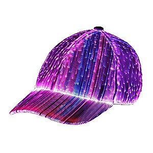 HUNRUY Hip Hop Luminous LED Baseball Cap Hats For Christmas Rave with 7 Colors Light USB Charging (Black)