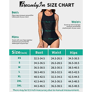 beautyin Black One Piece Swimsuits for Women Pro Training Racerback Slimming Bathing Suit