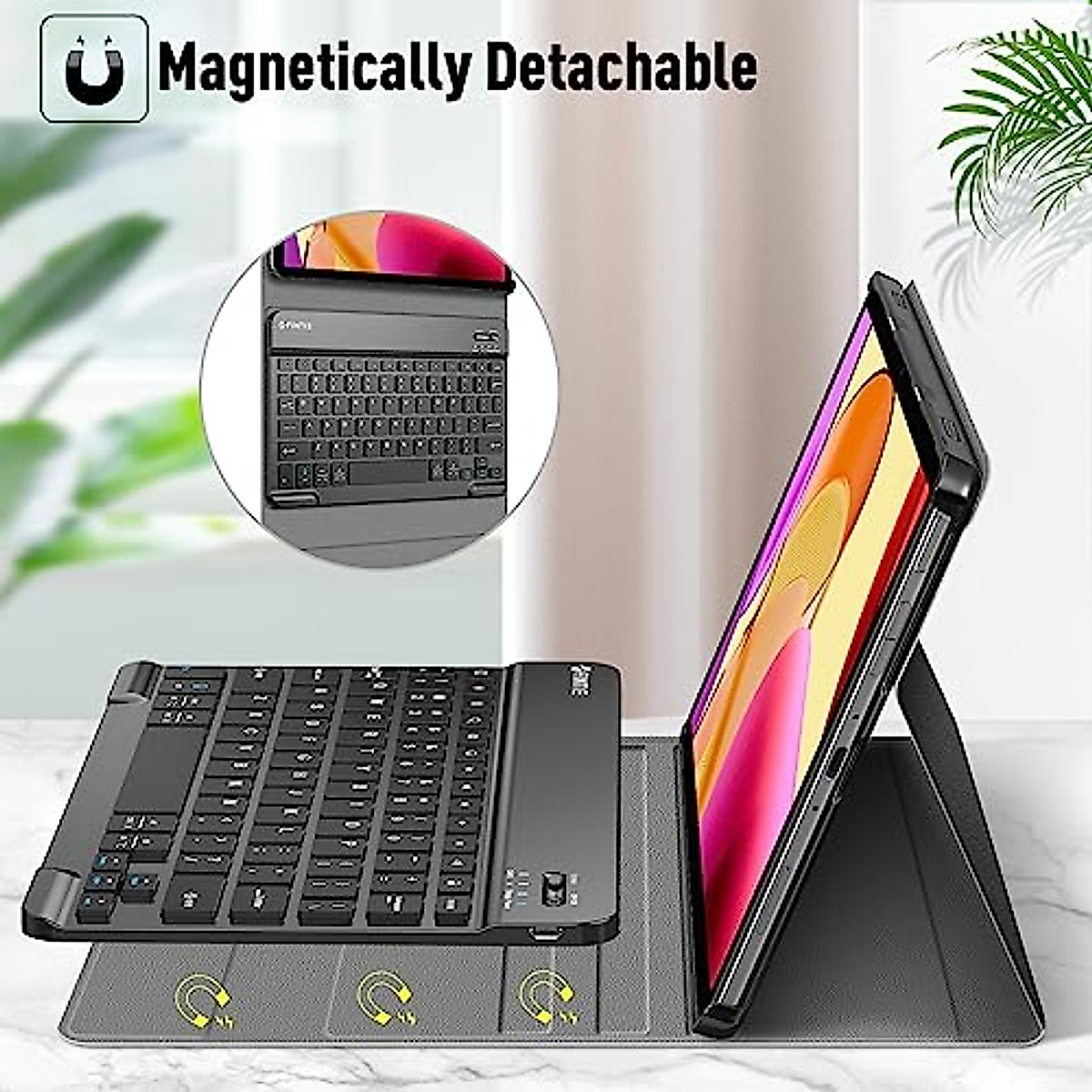 Fintie Keyboard Case for Amazon Fire Max 11 (13th Generation, 2023 Release), Slim Lightweight Cover with Detachable Bluetooth Keyboard, Black