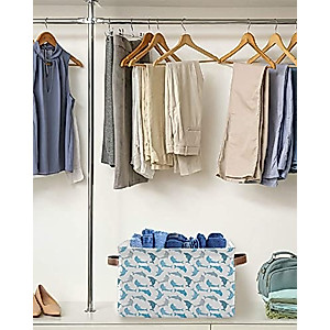 Storage Baskets for Shelves, Foldable Rectangle Storage Baskets, Cartoon Dolphin Silhouette Sea Animals Print Storage Containers for Organizing Dorm Closet Room, 2-Pack (15” x 11” x 9.5”)