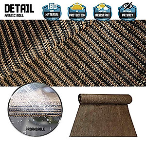 TANG Sunshades Depot 6x50' Ft Brown Sunscreen Shade Fabric Roll 95% U*V Block Privacy Screen Windscreen Shade Cloth Mesh Fabric Raw Roll No Grommets for Outdoor Garden Plant Greenhouse Barn