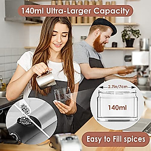 Upgraded Electric Salt and Pepper Grinder Set -140ml Large Capacity - USB Rechargeable - One Handed Operation - White Light - Adjustable Coarseness Automatic Electronic Spice Mill Shakers Refillable