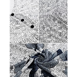 BAISHENGGT Women's V Neck Short Sleeve Buttons Pleated Flared Tunic Tops Grey - Peony XXL