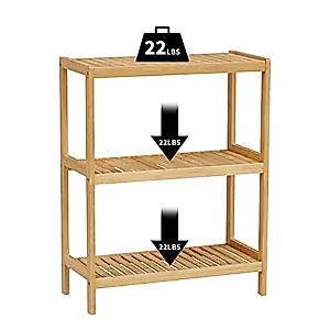 Elepude Bamboo Shelf,Stand Utility Storage Shelf Multifunctional Bathroom Kitchen Living Room Holder Plant Flower Stand (3-Tier)