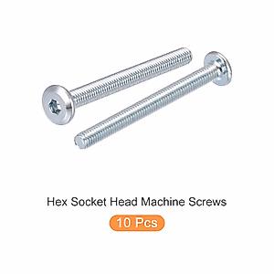 METALLIXITY Hex Socket Head Machine Screws, (M6x60mm) 10Pcs, Carbon Steel Cap Screws - for Machinery, Furniture, DIY